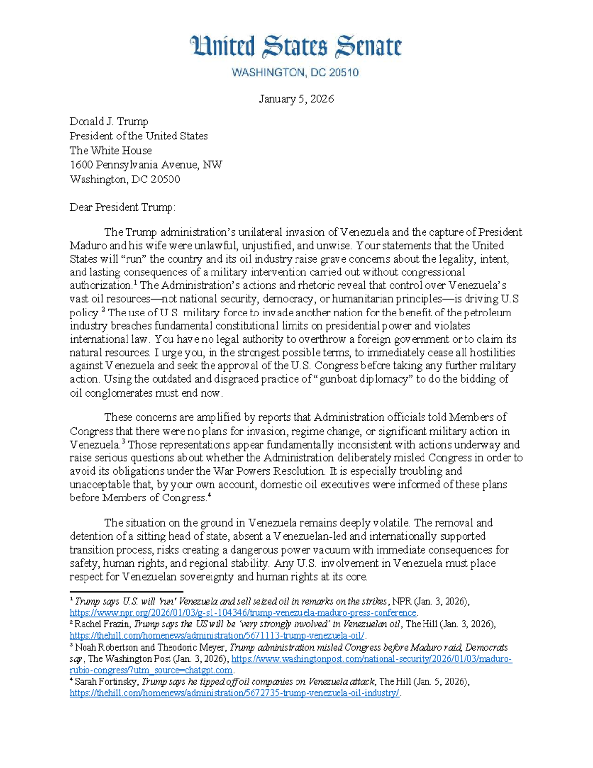 Venezuela Military Intervention Concerns: A Letter to President Trump ...