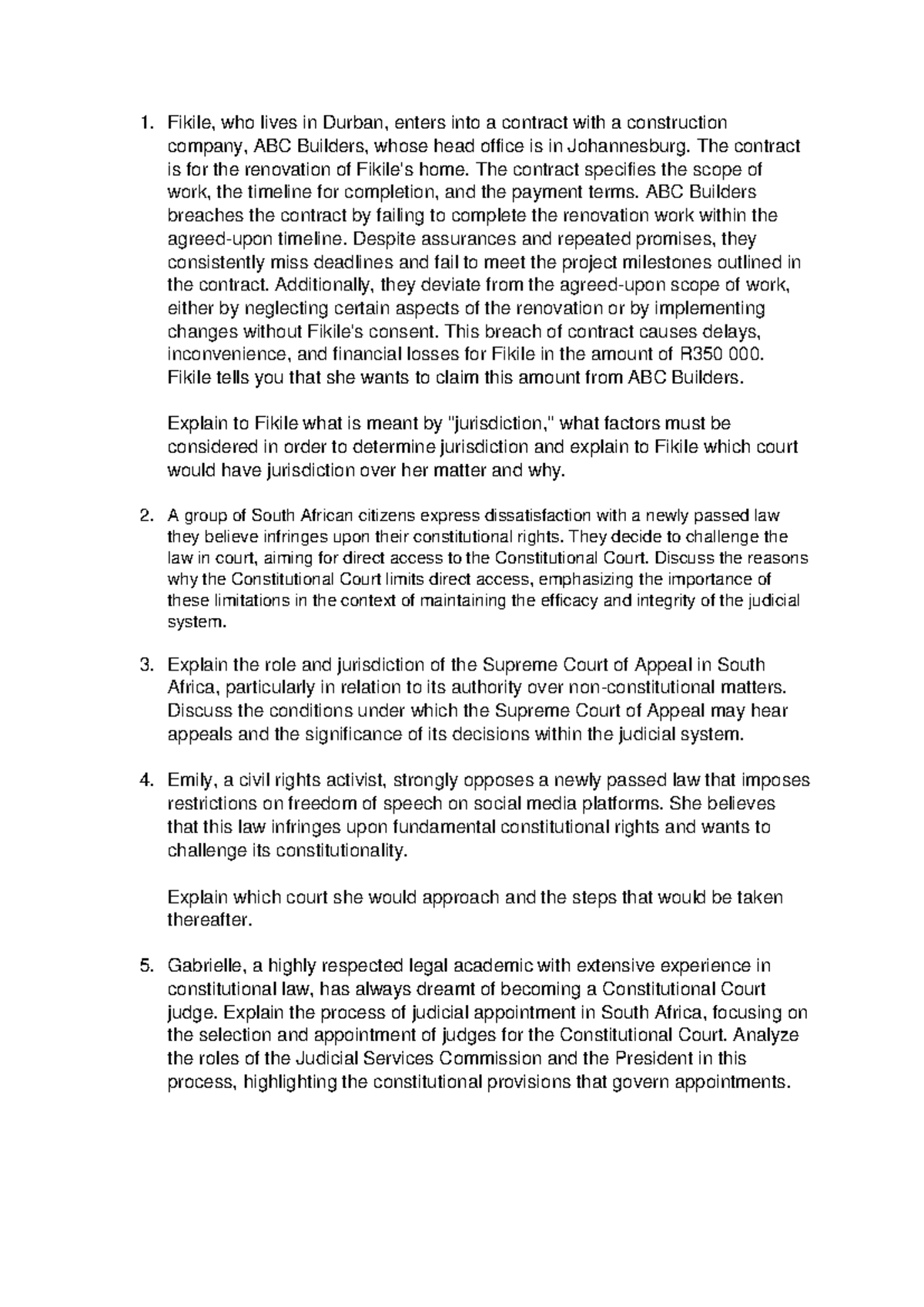 Practice Questions - Courts (LAW 101) - Studocu