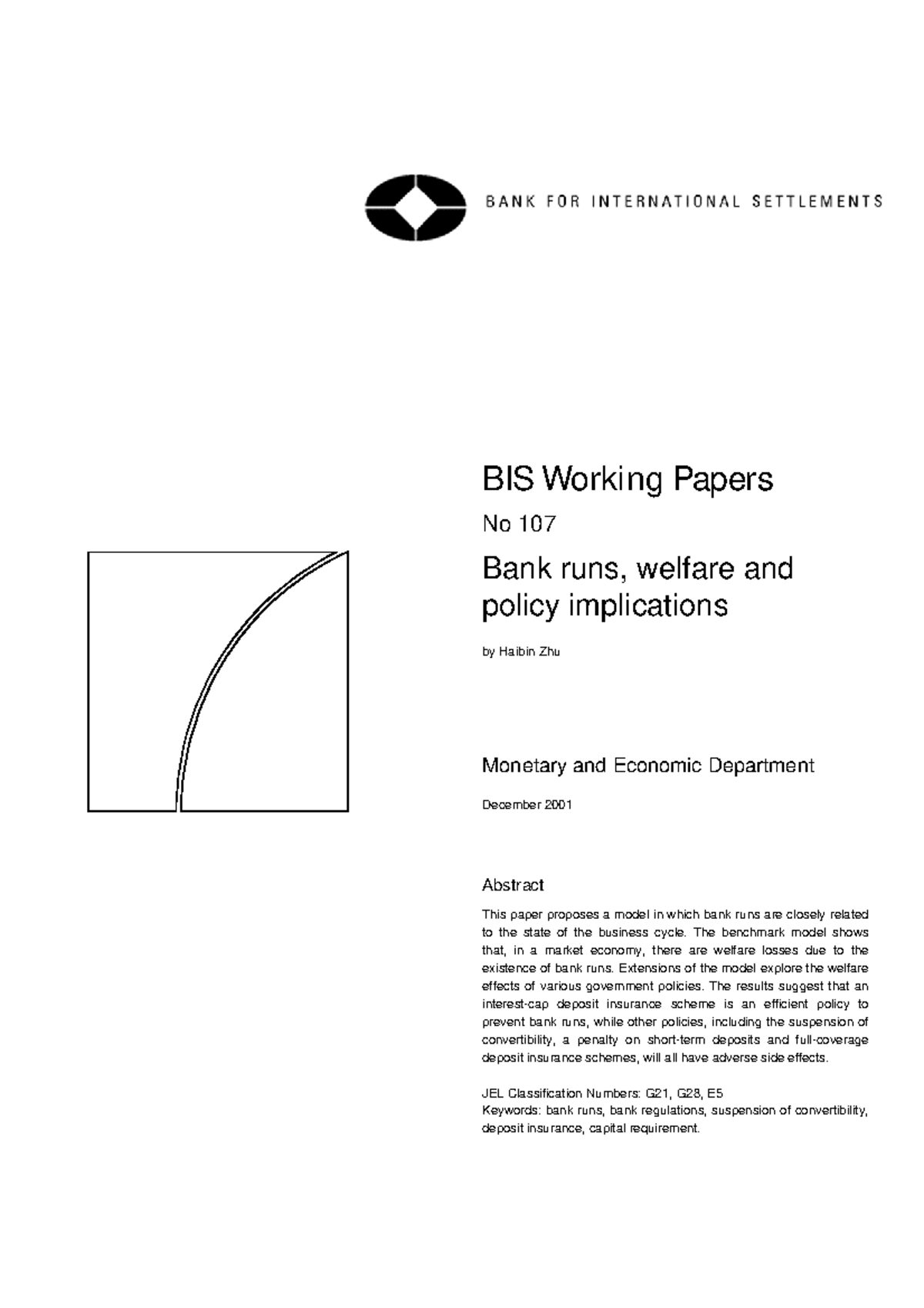 BIS Working Papers No 107: Bank Runs and Policy Implications - Studocu