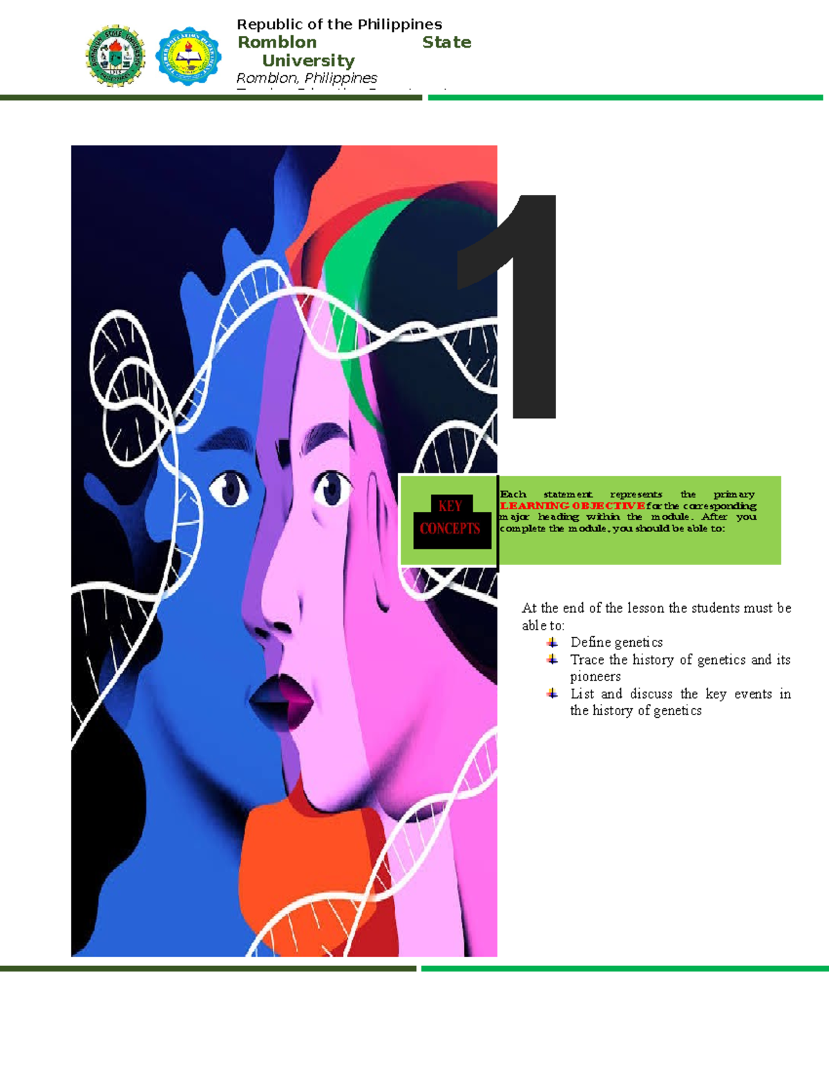 Genetics: Module 1 Overview and Learning Objectives - Studocu
