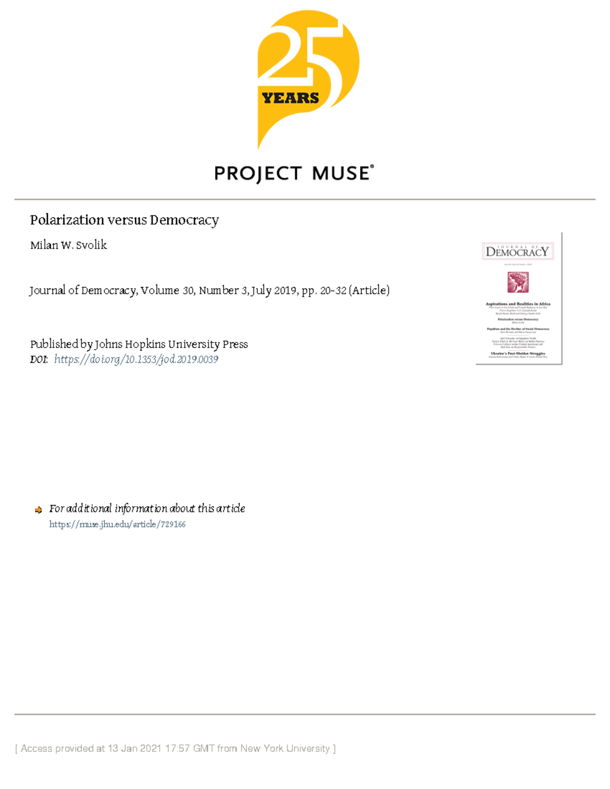 Polarization and Democracy: Navigating Authoritarian Threats in 2019 ...