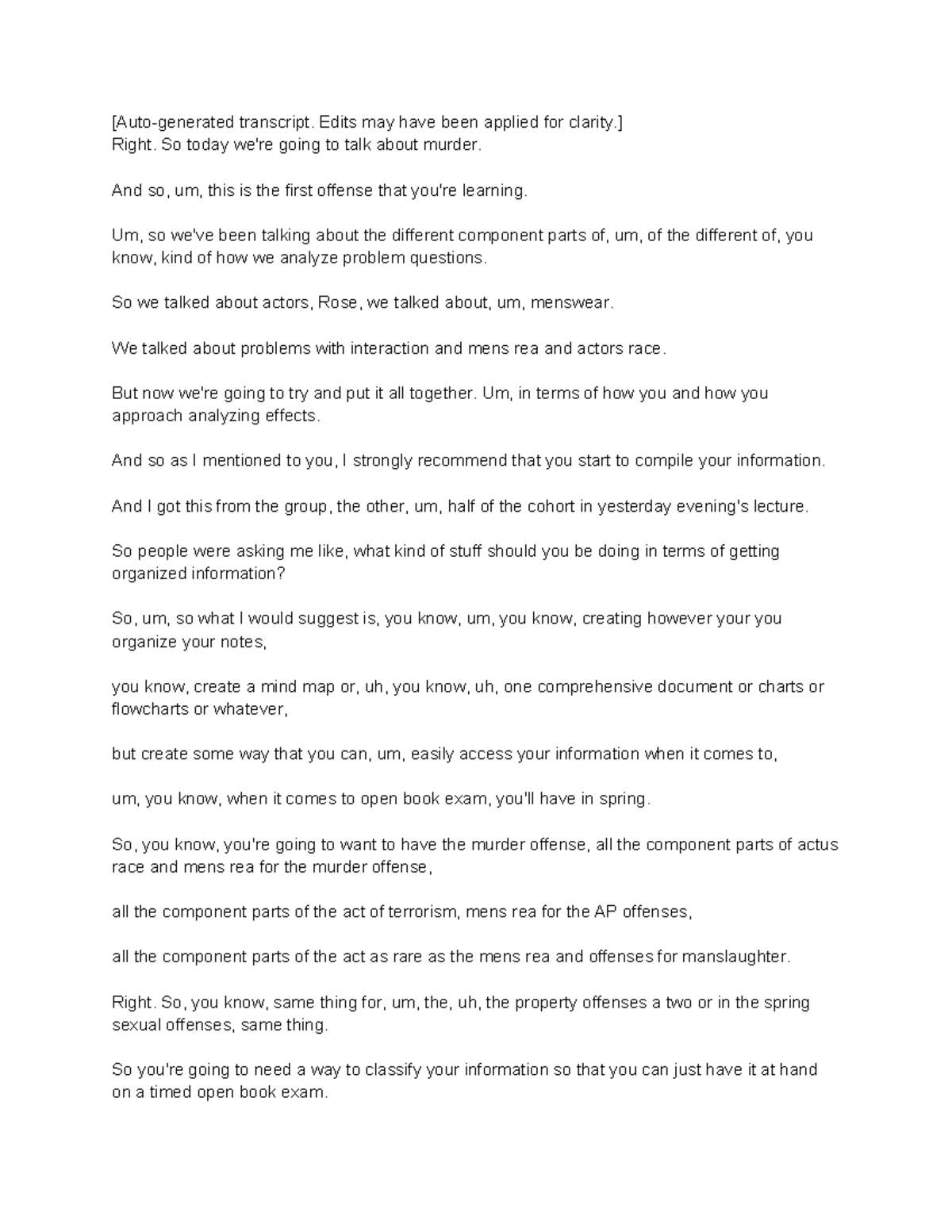 Murder Analysis: Key Components and Legal Framework - Lecture Notes ...