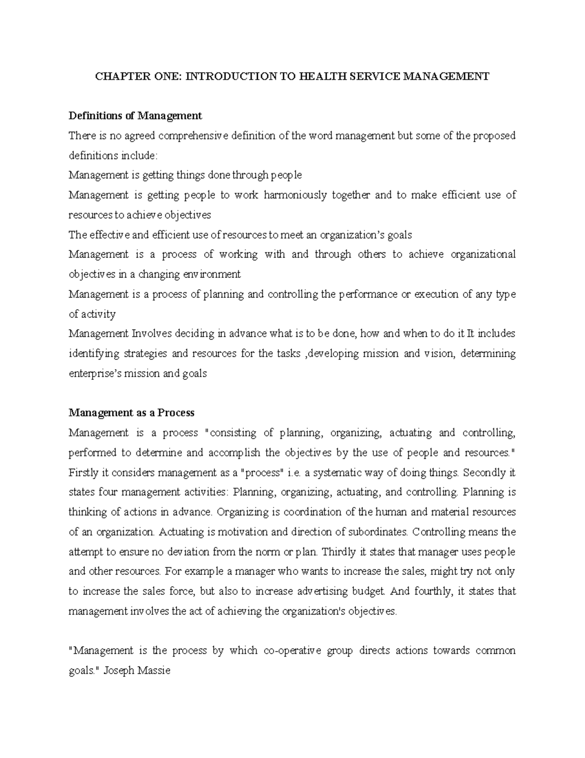 Health Service Management: Key Concepts & Functions Notes - Studocu