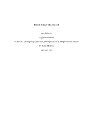 4010 assessment 3 - leadership - Interdisciplinary Plan Proposal ...