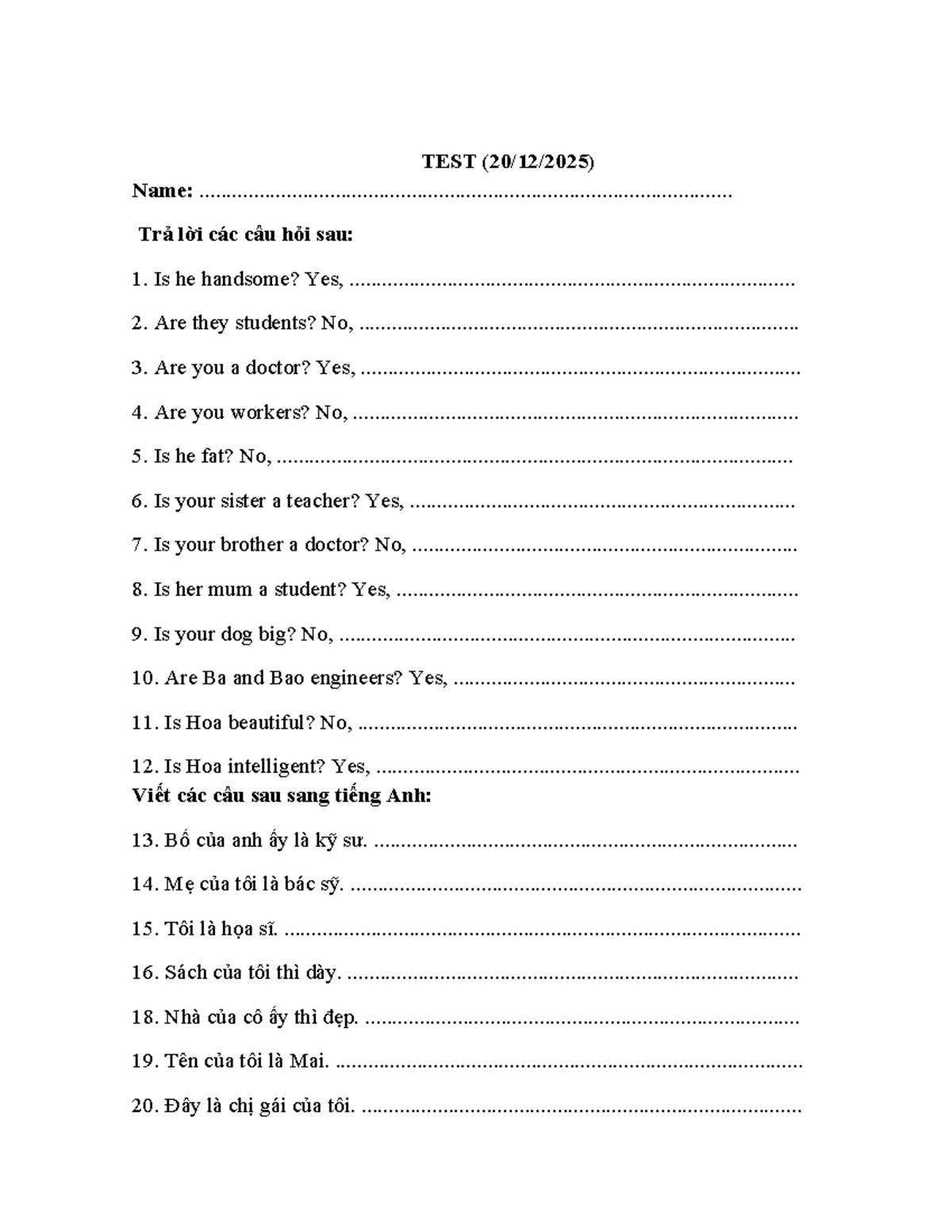 De Kiểm Tra Hoàn Chỉnh - English (TEST 20/12/2025) - Studocu