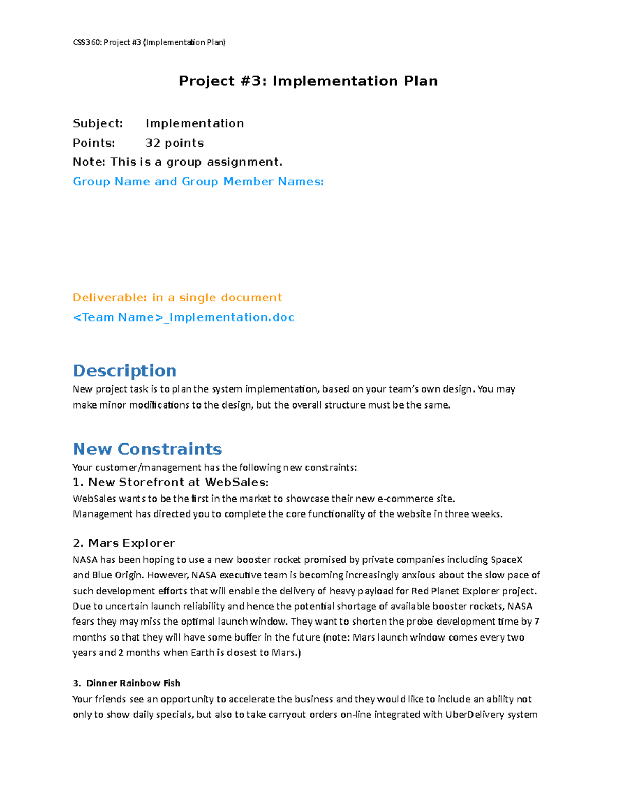 Project 4 - Implementation - CSS360: Project #3 (Implementation Plan ...