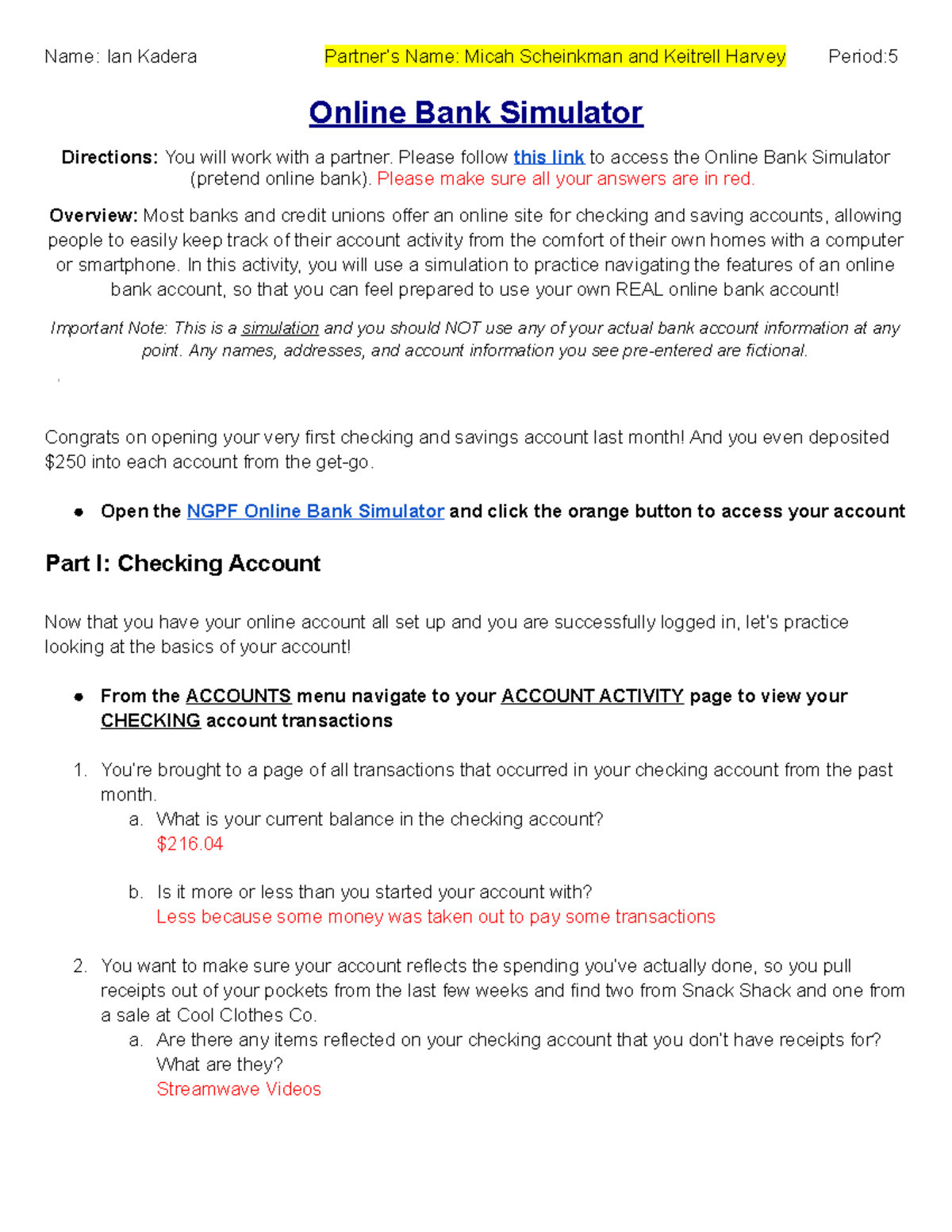 Online Banking Simulator Activity Guide - Studocu
