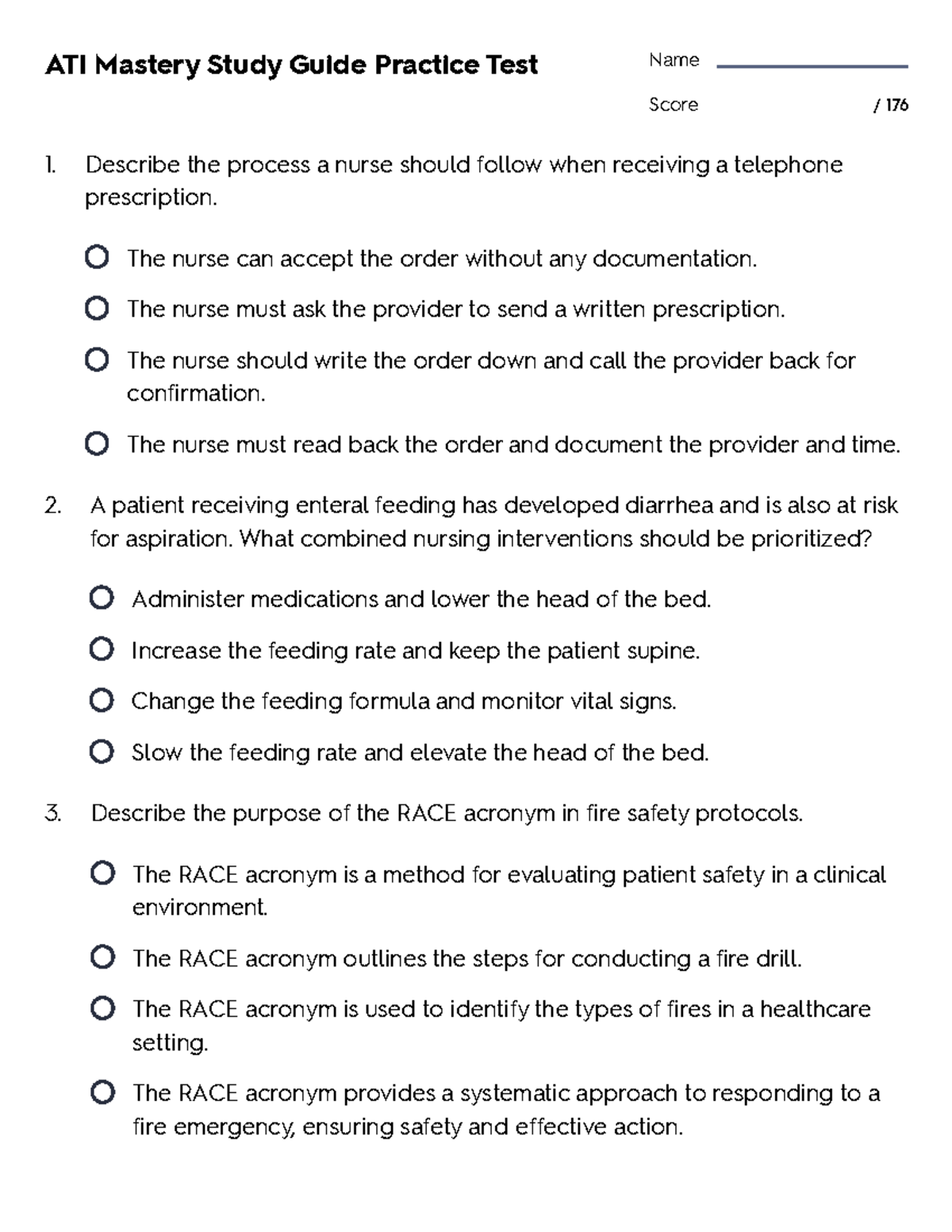 ATI Mastery Study Guide: Nursing Practice Test 5 - Studocu