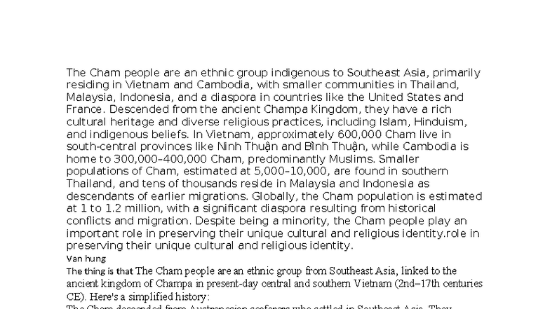 Cham Culture: A Rich Tapestry of Indigenous and Indian Influences - Studocu