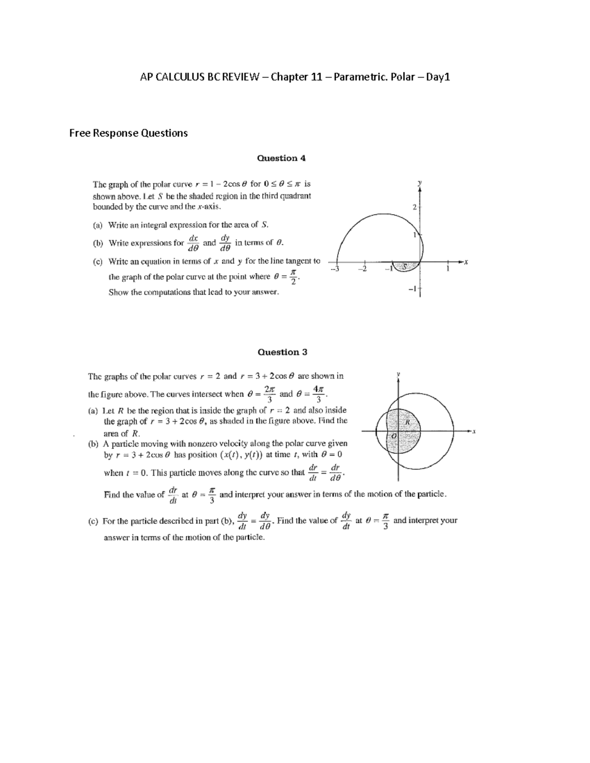 Review-Parametric - calc - MATH 120 - AP CALCULUS BC REVIEW – Chapter ...