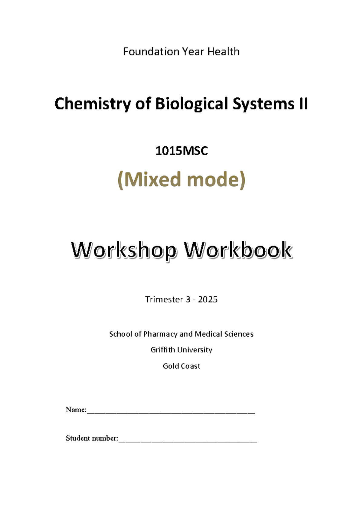 1015MSC Health Chemistry Workbook: Week 11 Checklist & Reflections ...