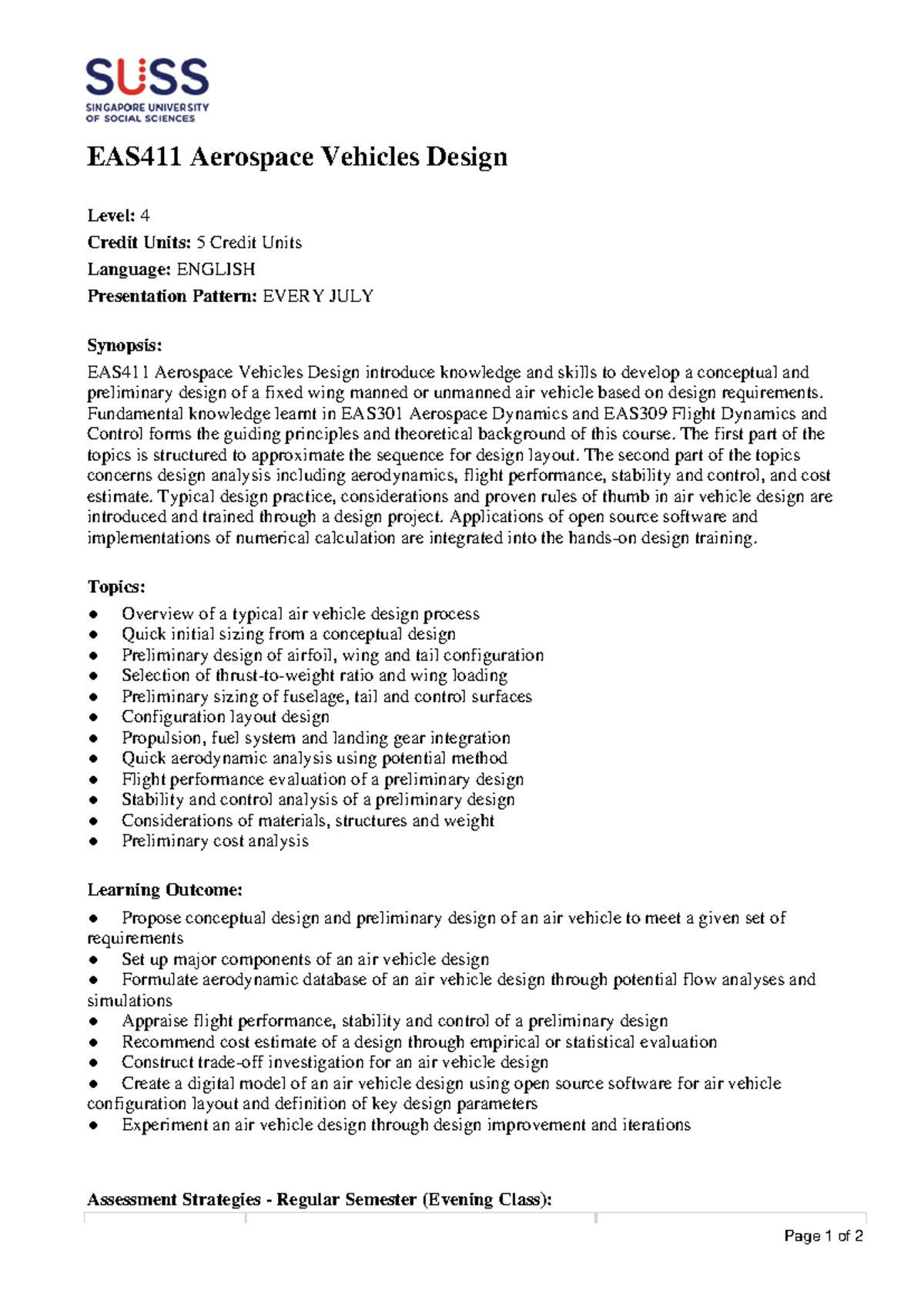 EAS411 Aerospace Vehicles Design: Key Concepts & Project Insights - Studocu