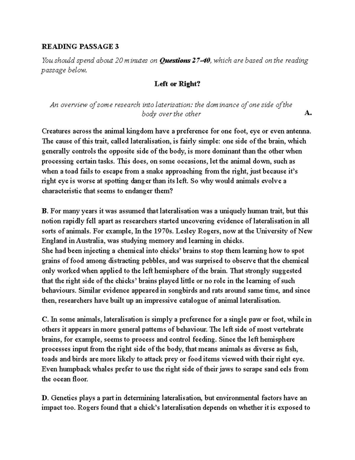 Left-or-Right 1 - Reading Materials - READING PASSAGE 3 You should ...