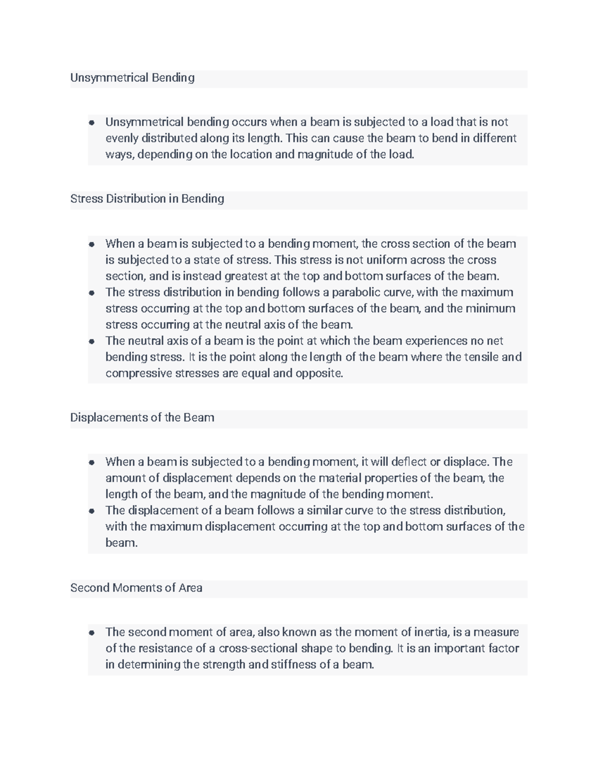 Chapter 4: Unsymmetrical Bending Notes & Practice Problems - Studocu