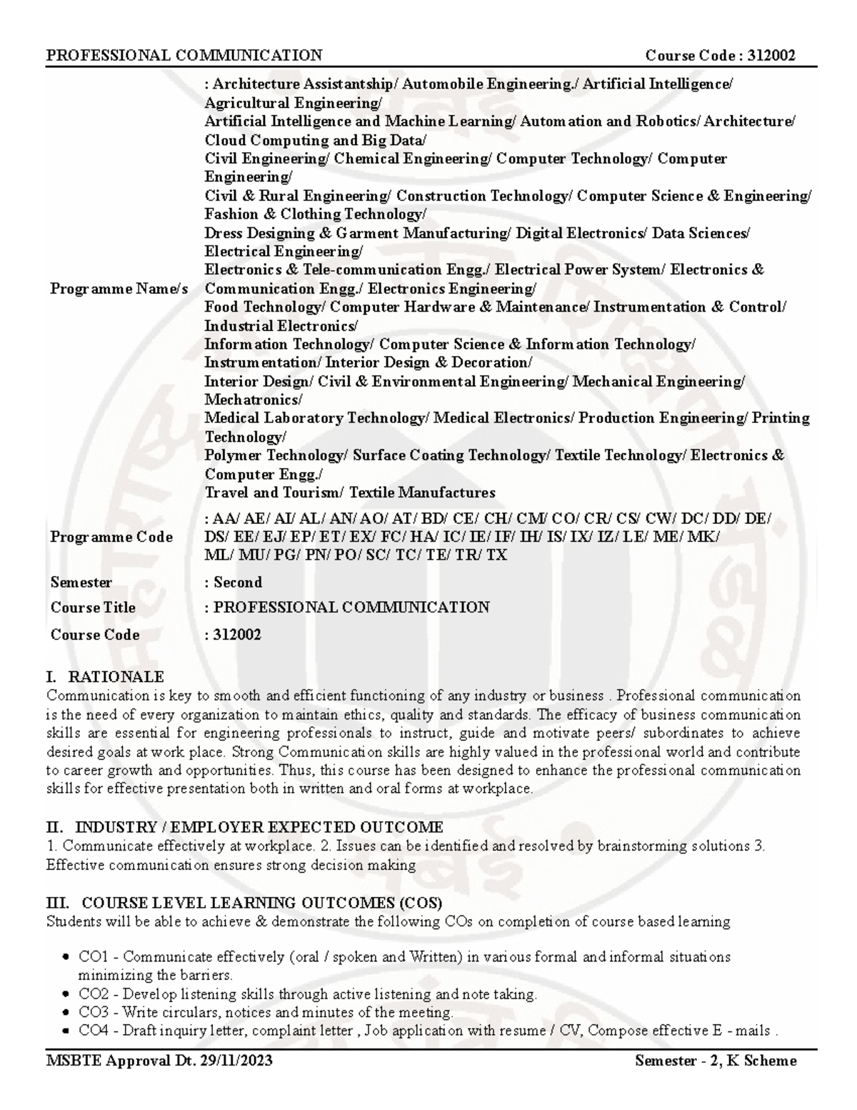 312002 - Professional Communication Course Overview and Learning ...