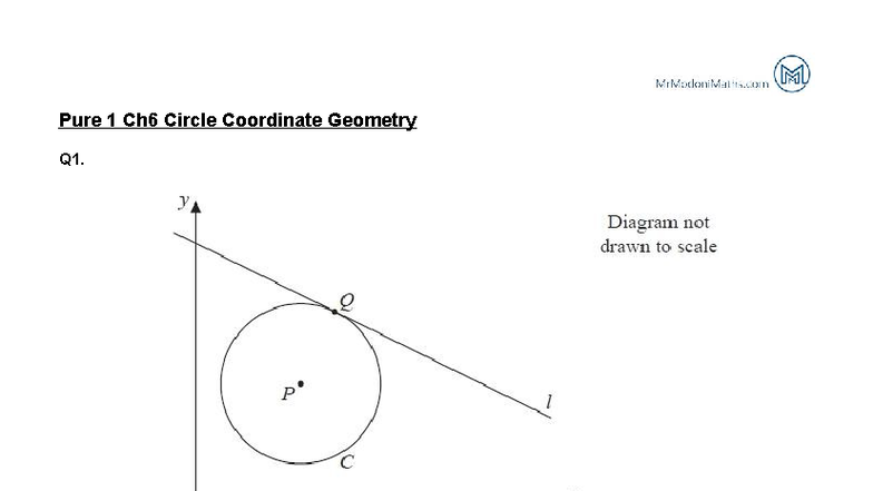 Pure 1 Ch6 Circle Coordinate Geometry Questions and Solutions - Studocu