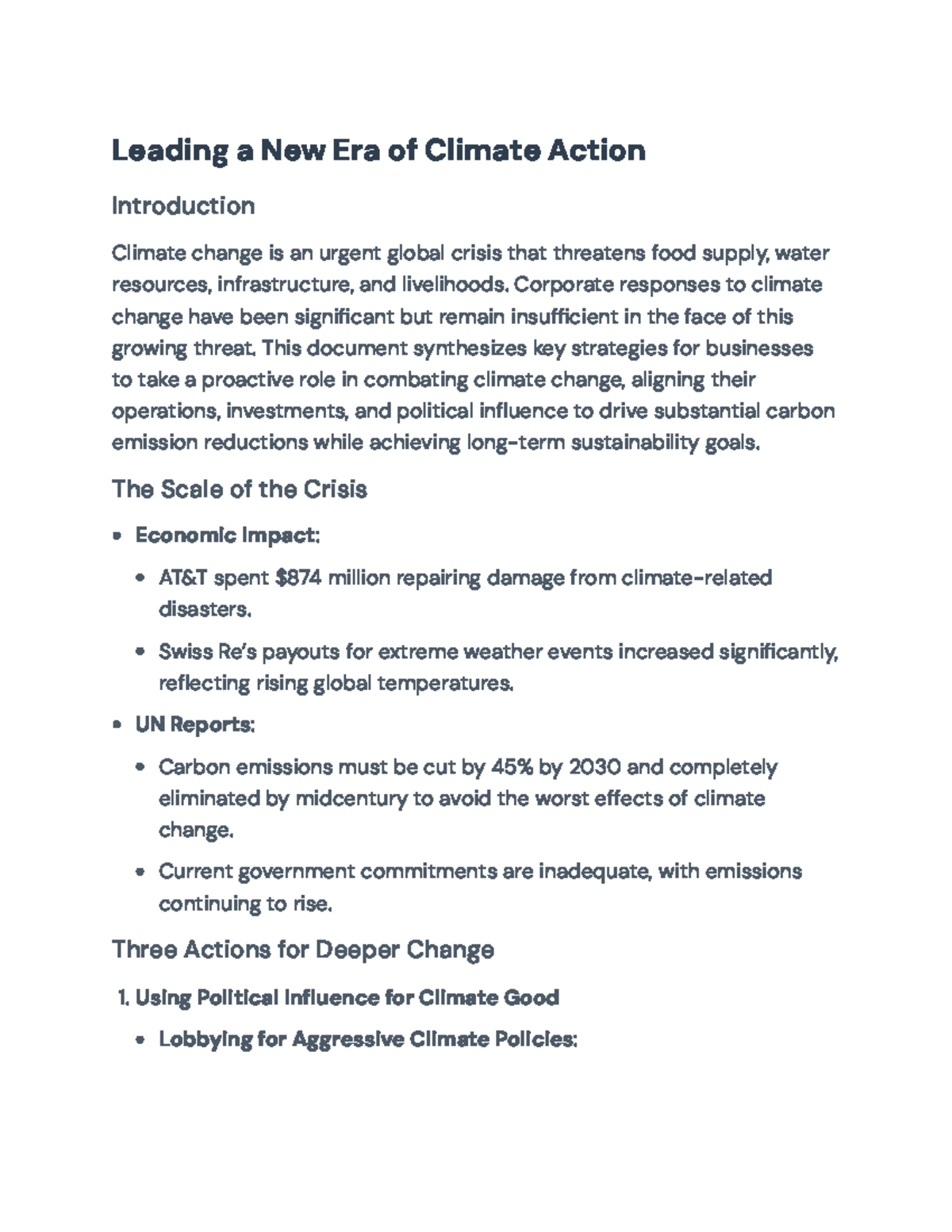 Leading Corporate Strategies for Climate Action: Insights ...