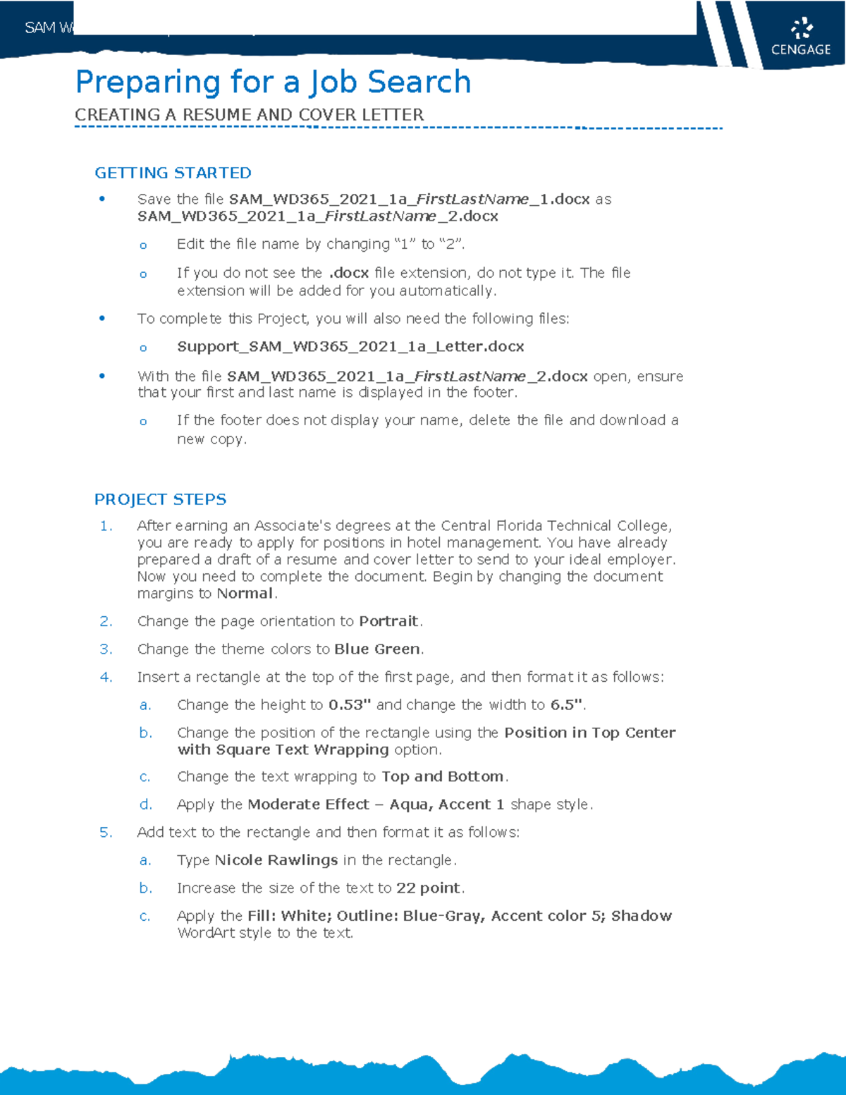 Creating a Resume & Cover Letter Project SAM_WD365_2021 1a - Studocu