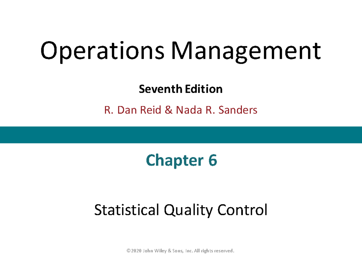 Ch 6 - Statistical Quality Control in Operations Management - Studocu