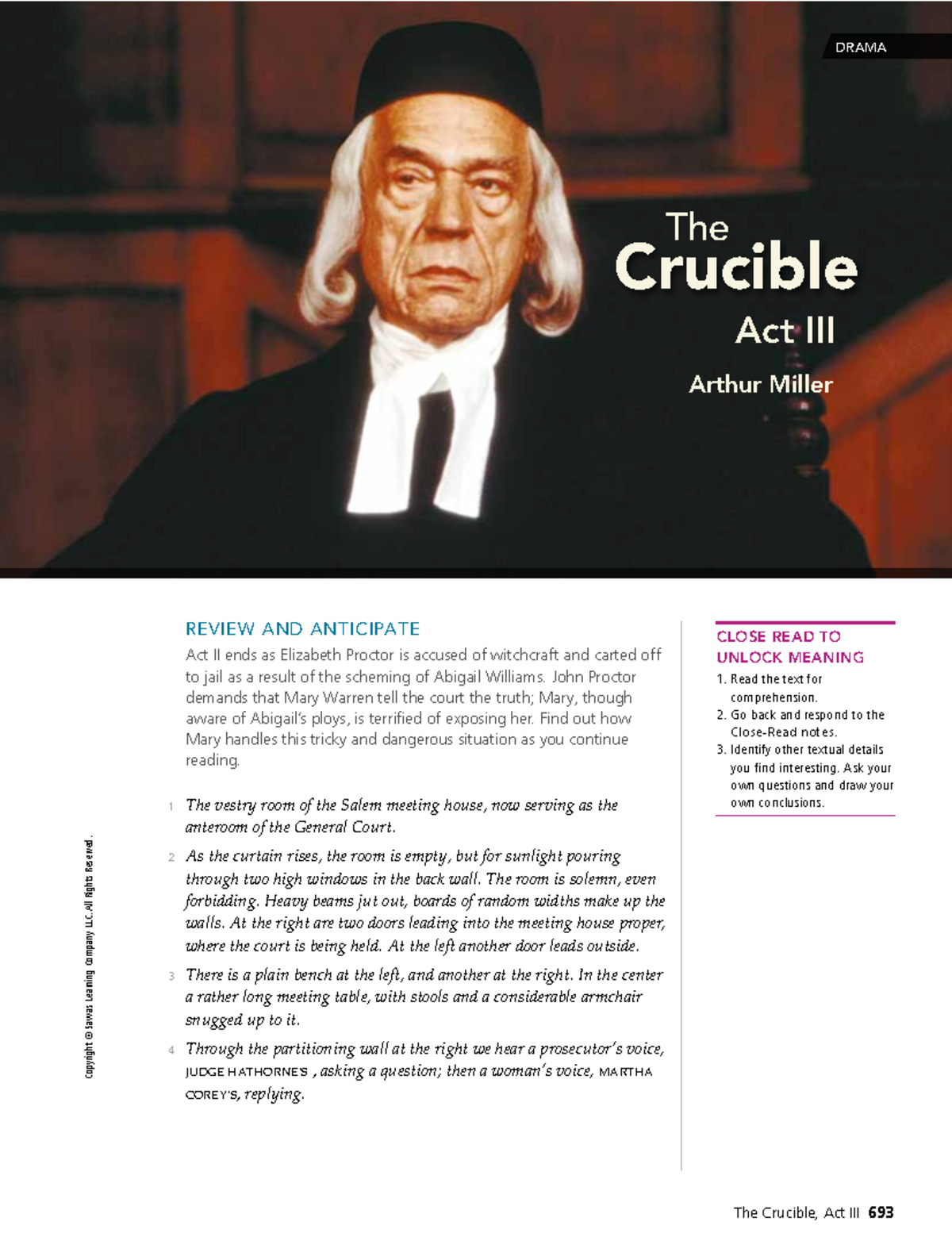 The Crucible (Act III) - Close Reading and Analysis Guide - Studocu