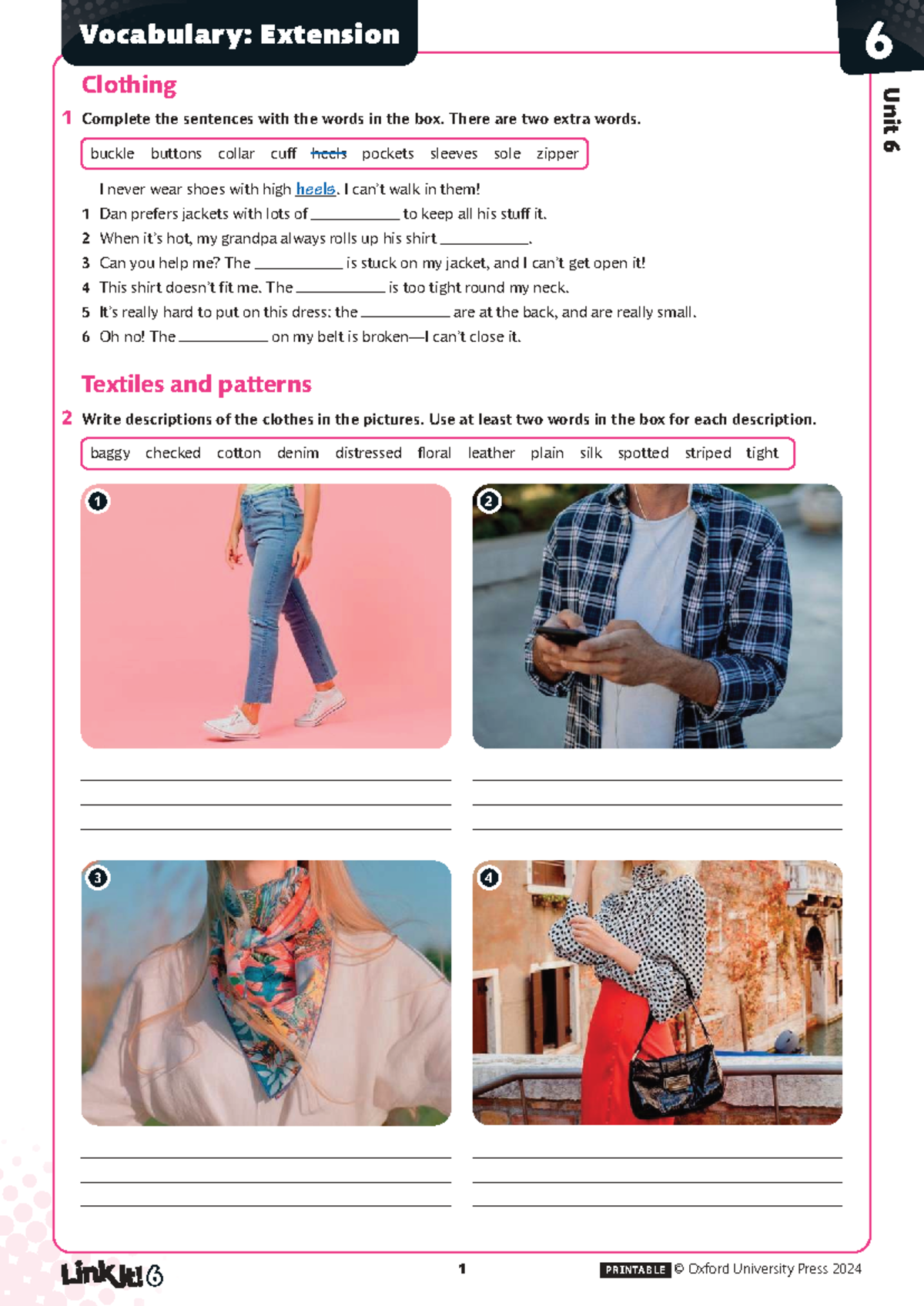 12th Grade Vocabulary Review: Unit 6 Clothing Exercises - Studocu