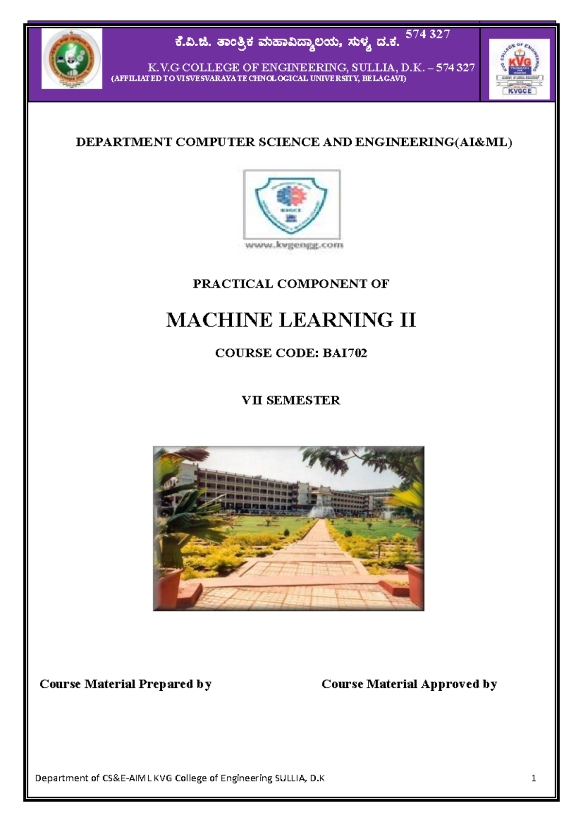 Lab Component of Machine Learning II BAI702 - Experiment Overview - Studocu