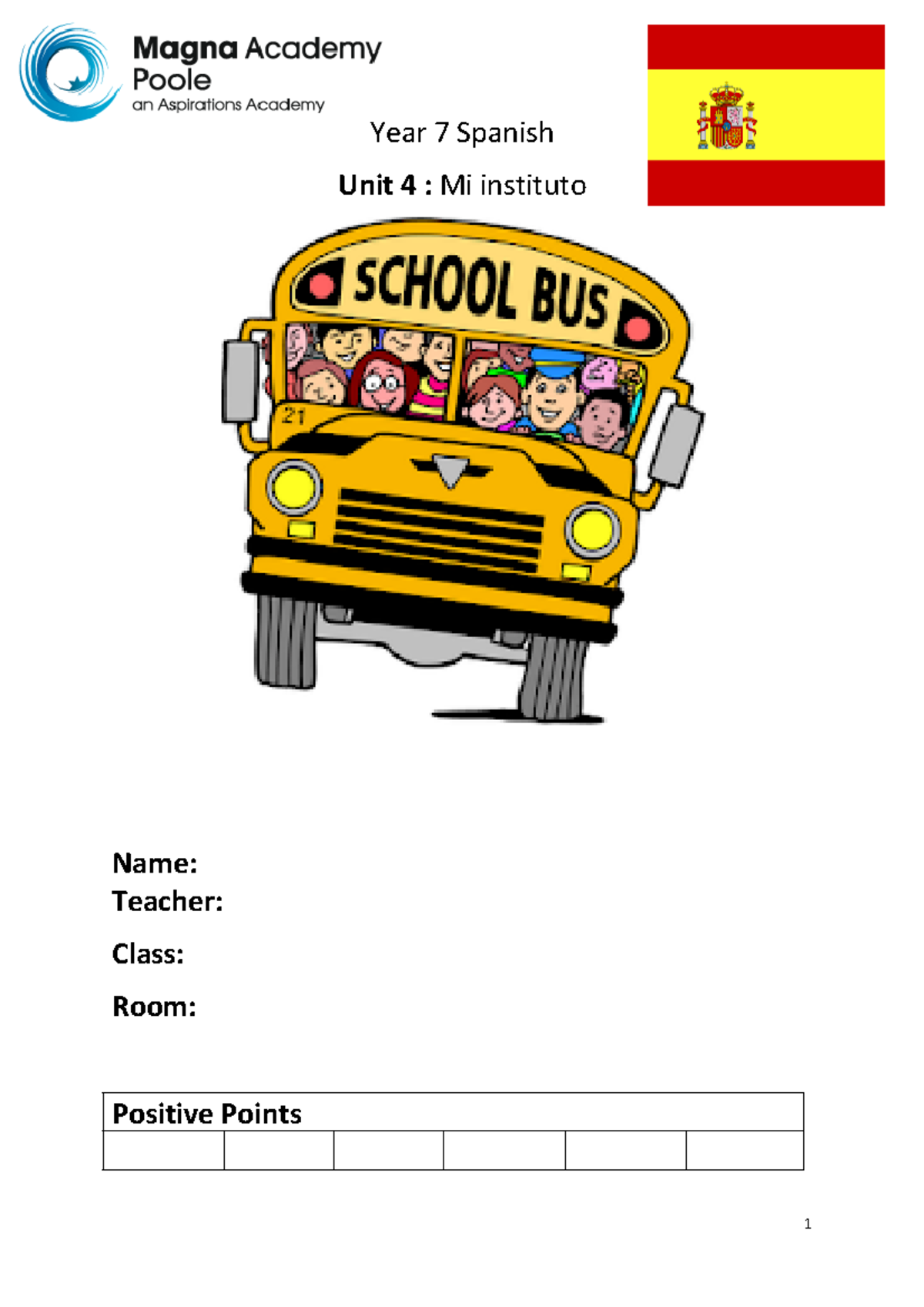 Year 7 Spanish Unit 4 Knowledge Organizer Booklet - Studocu