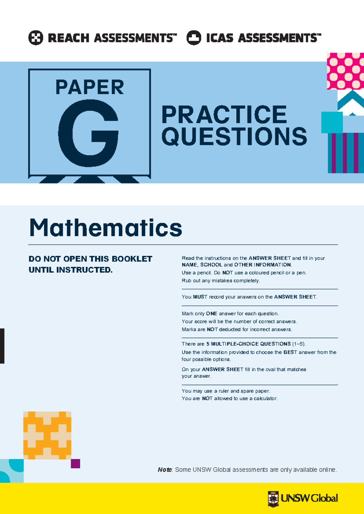 ICAS Mathematics Practice Questions - Paper G 2019 - Studocu