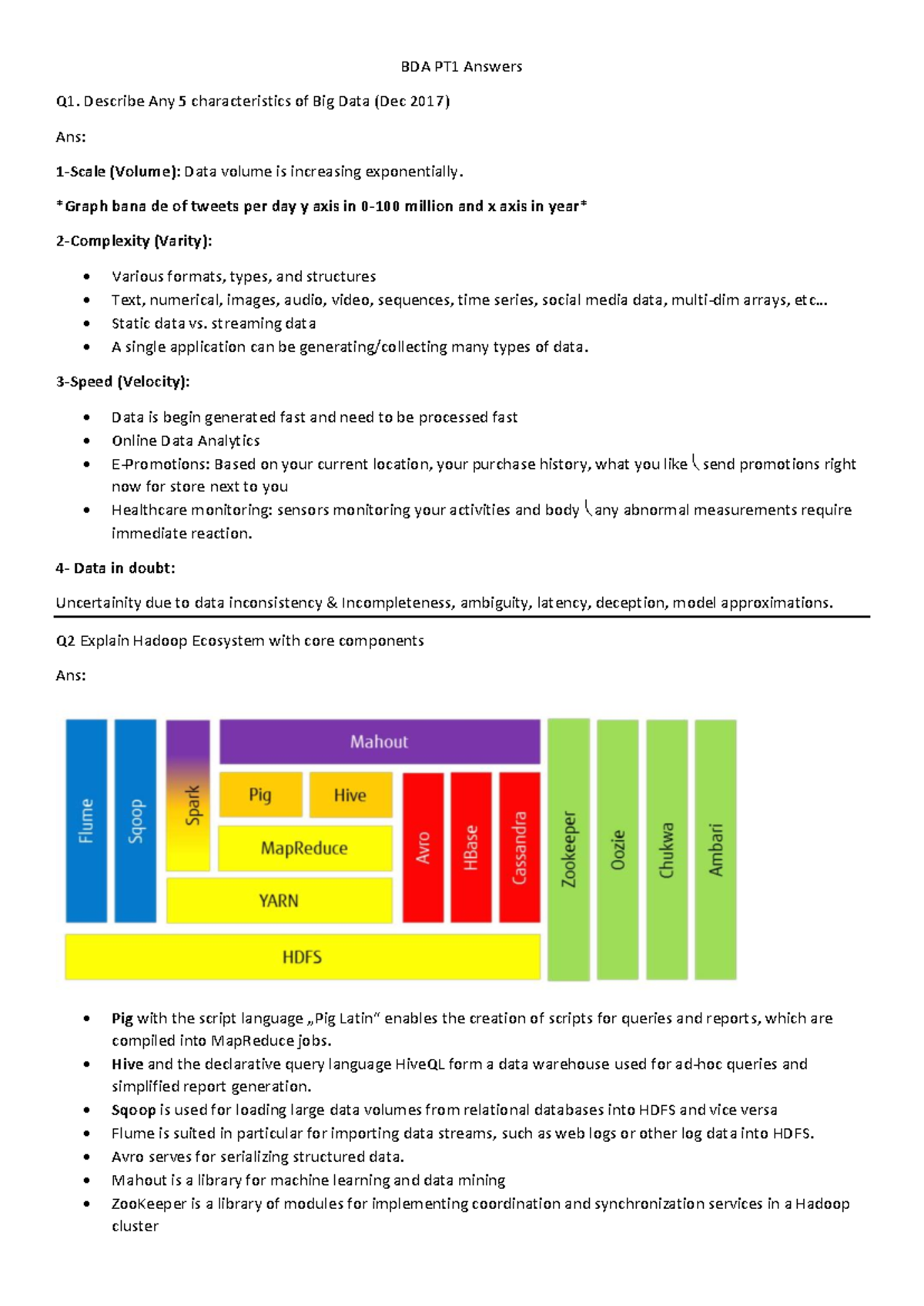 BDA Important answers - BDA PT1 Answers Q1. Describe Any 5 ...