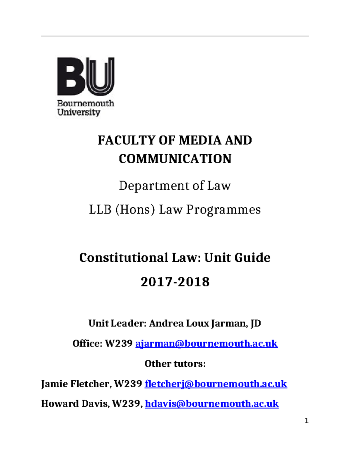 Constitutional Law Unit Guide - FACULTY OF MEDIA AND COMMUNICATION ...
