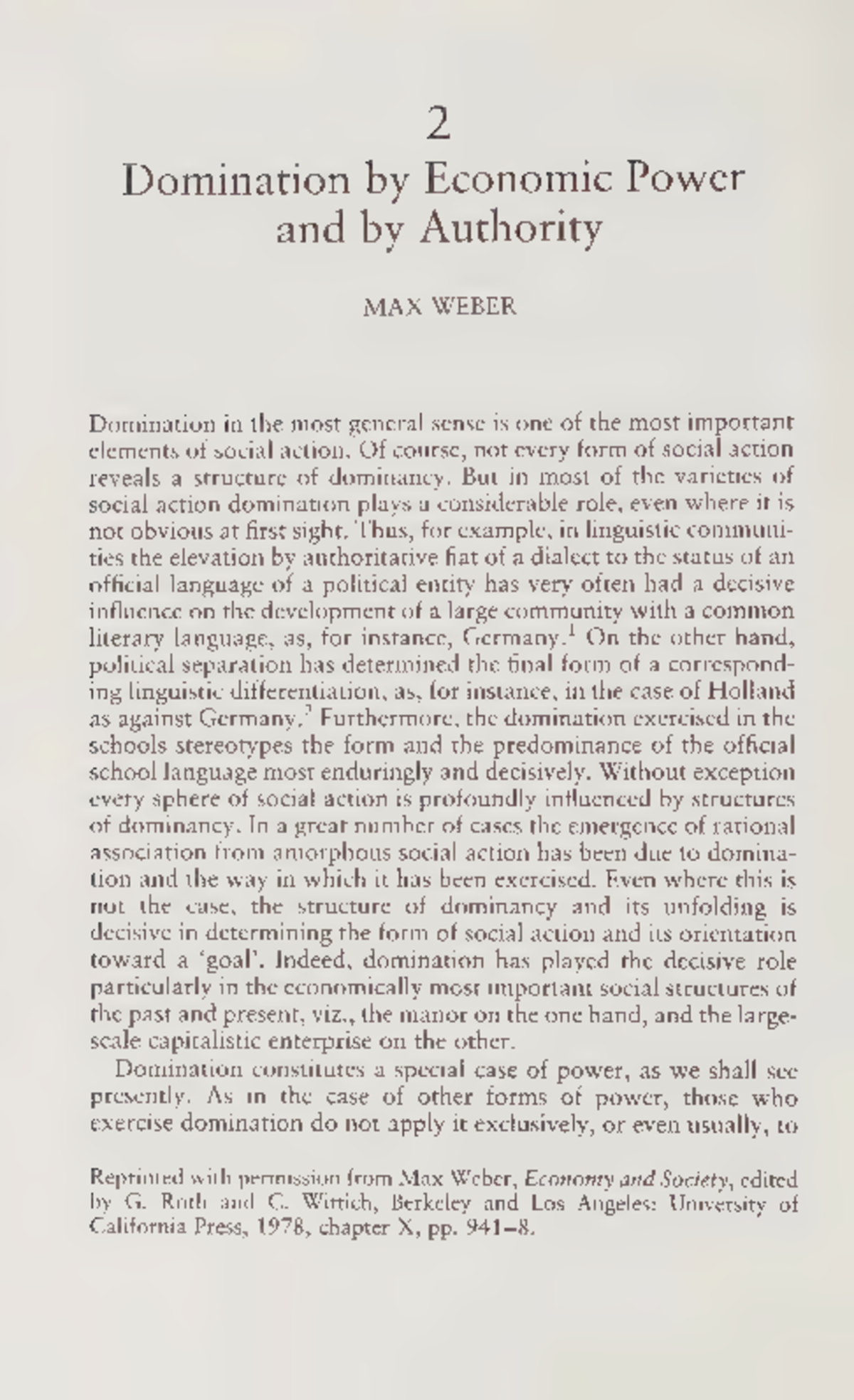 Max Weber's Insights on Domination, Economic Power & Authority - Studocu