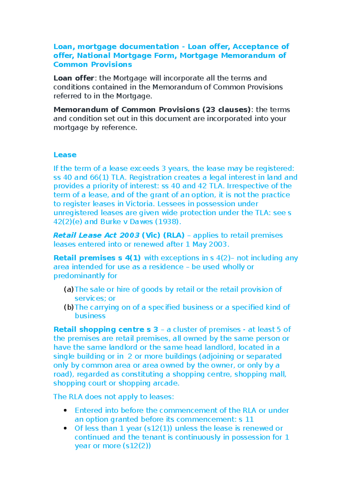PP Note T2: Understanding Loans and Leases in Mortgage Context - Studocu