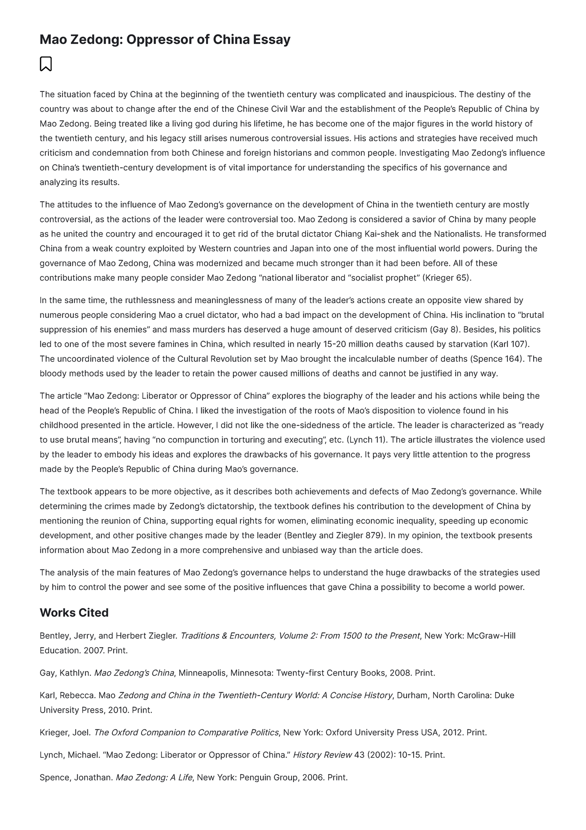 Mao Zedong: Liberator or Oppressor? Analyzing His Impact on China - Studocu