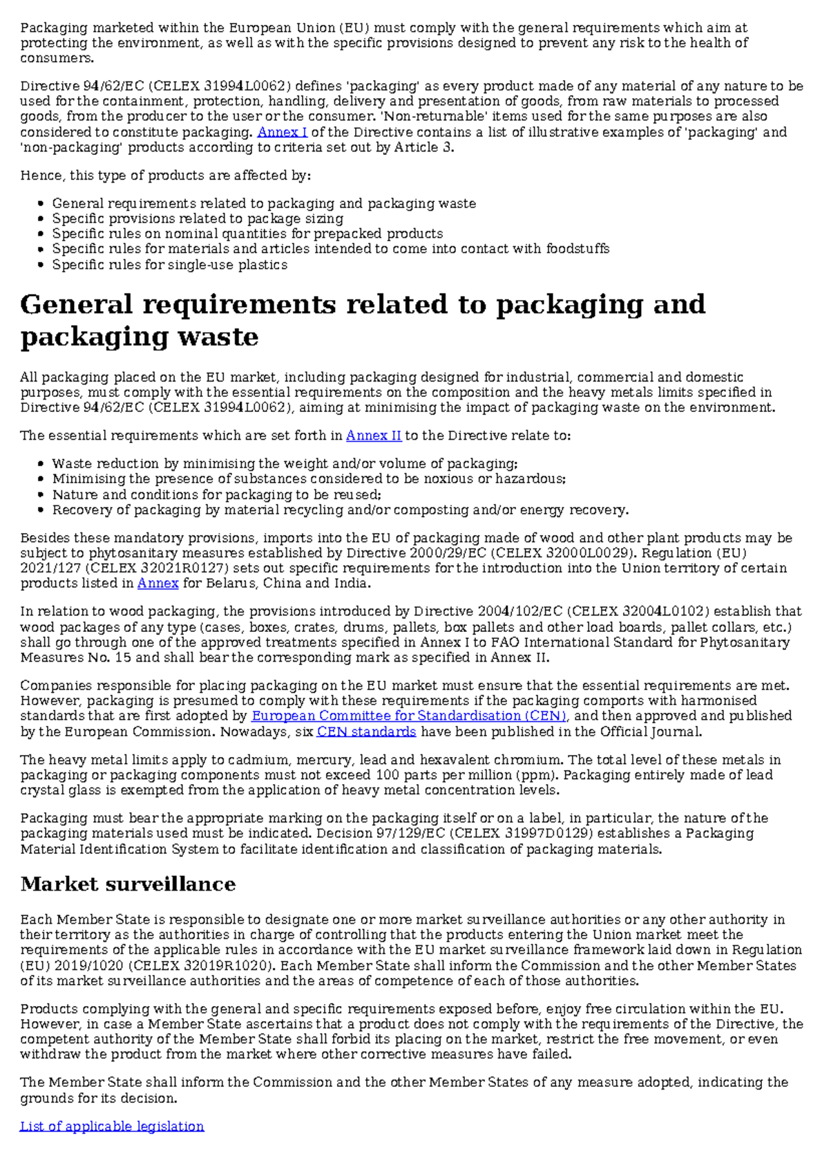 EU Packaging Compliance Requirements and Regulations Overview - Studocu