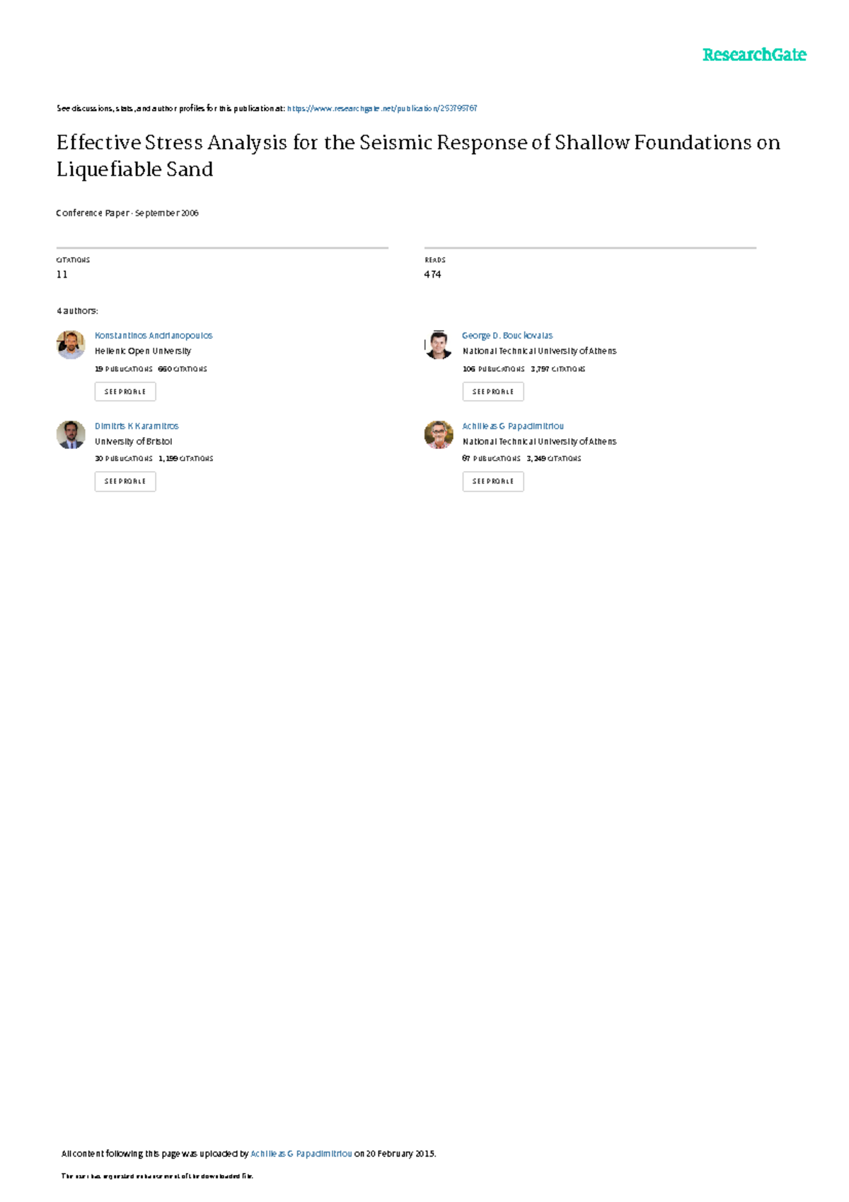 Effective Stress Analysis for Seismic Response of Foundations on ...