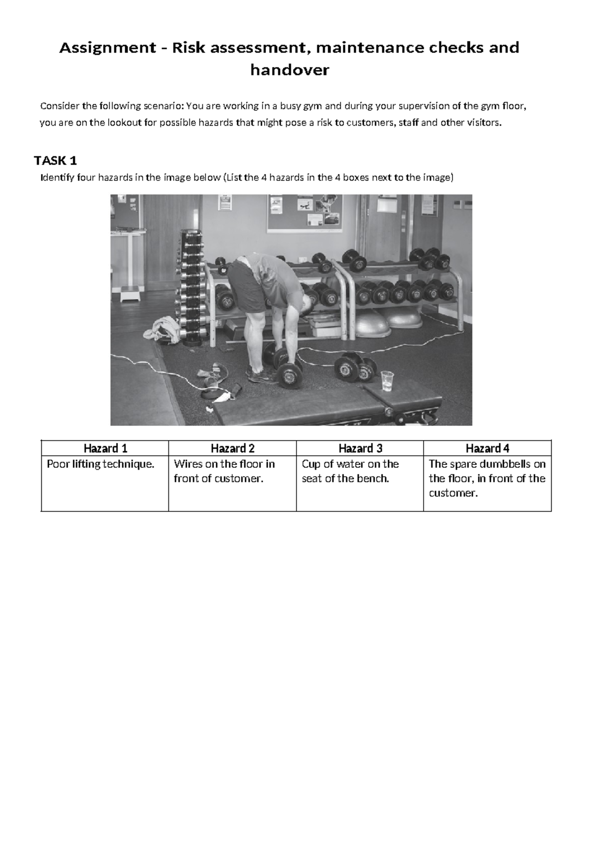 2CIG Unit 3 Risk Assessment, Handover & Maintenance Checklist - Studocu
