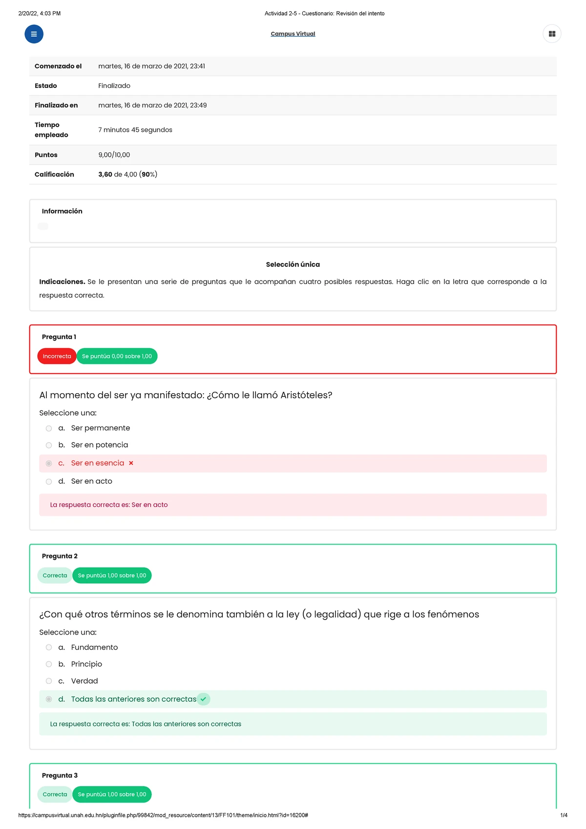 Actividad 2, Selección -Los presócraticos - CV J Seleccione la opción que corresponde al ...