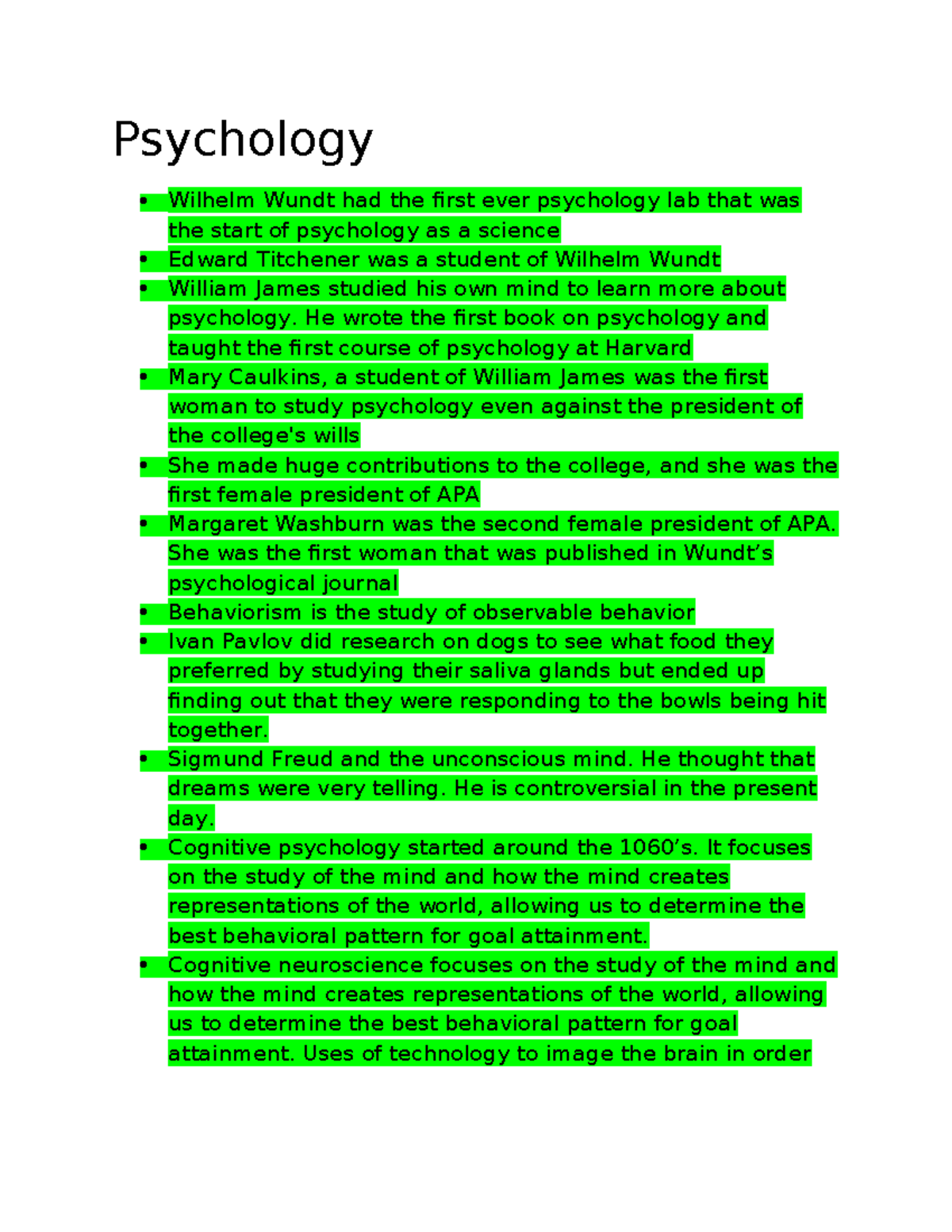 Psychology 101: Class Notes on Key Theories and Concepts - Studocu