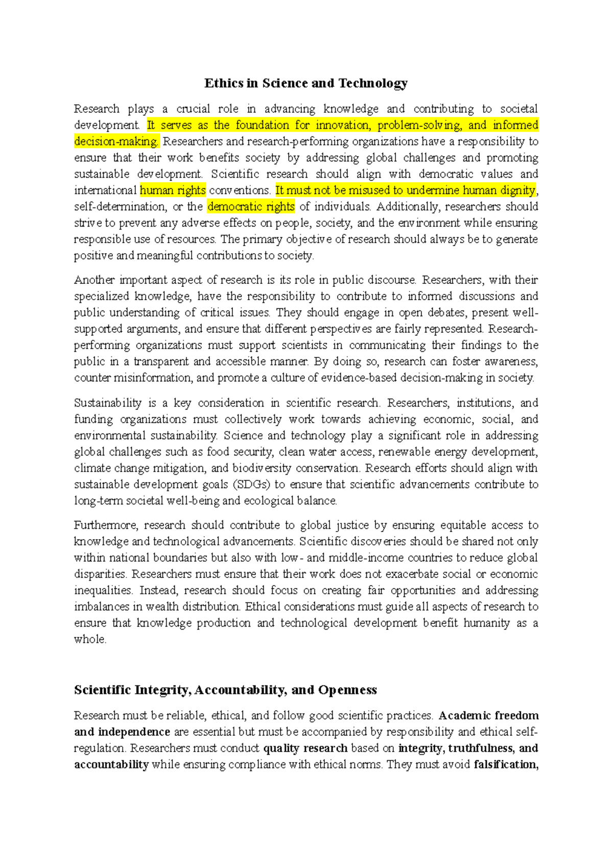 Ethics in Science and Technology - Ethics in Science and Technology ...