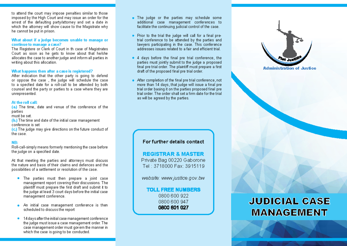 Judicial Case Management Procedures and Guidelines - Studocu