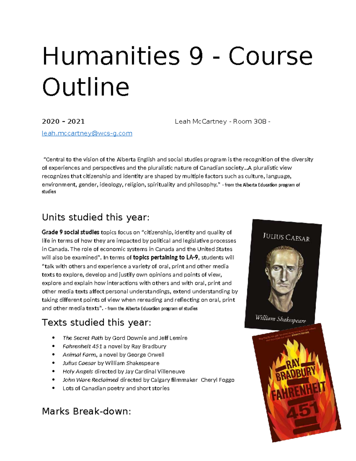 Humanities 9 Course Outline 2020-2021: Key Topics & Texts - Studocu
