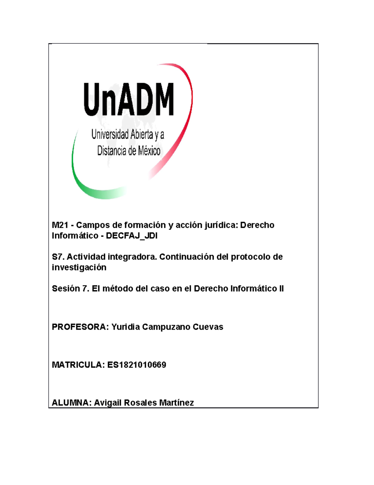 M21 U2 S7 AVRM - TODO SOBRE EL PROYECTO DE INVESTIGACION - M21 - Campos ...