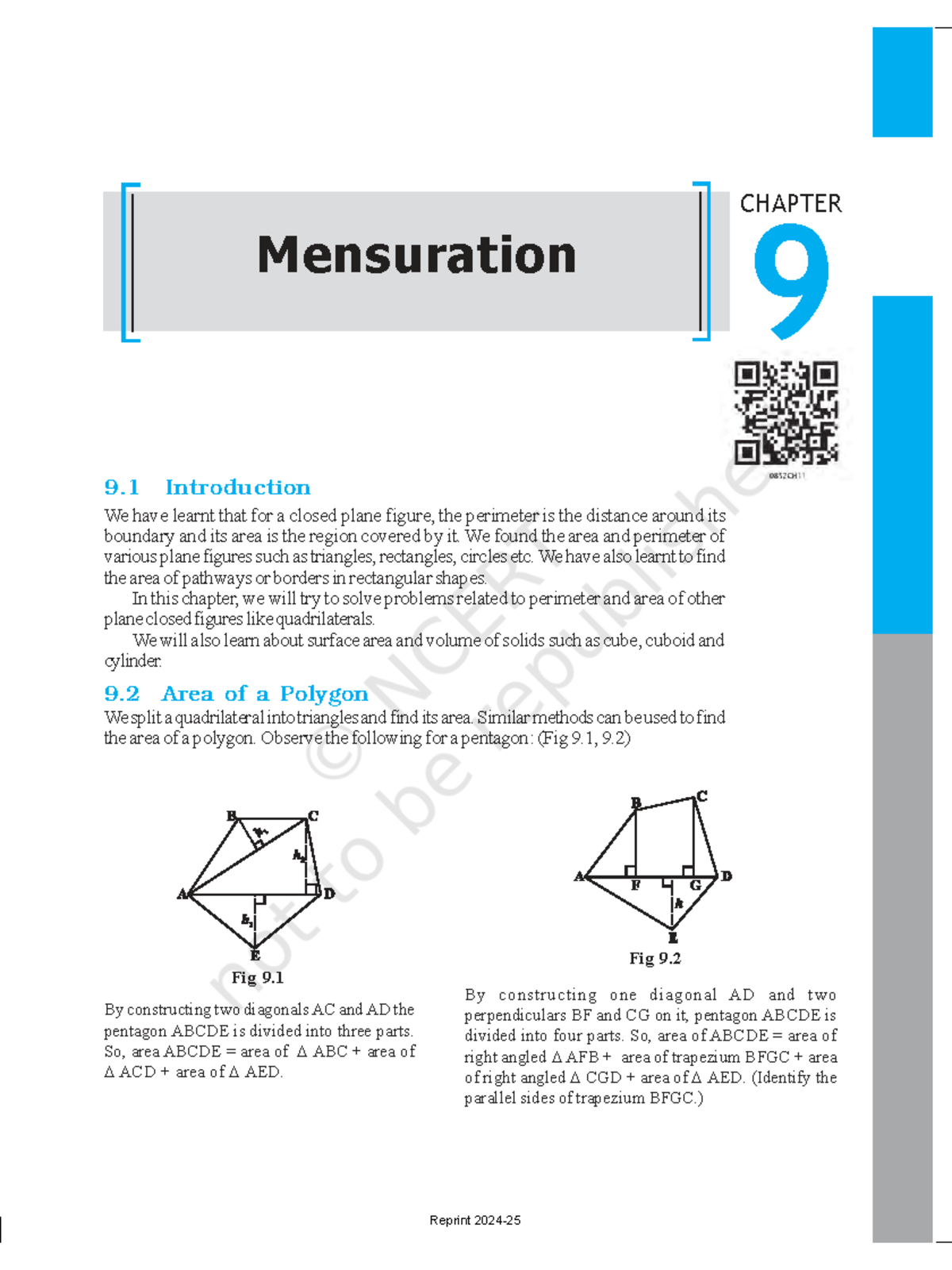 MENSURATION 103 CHAPTER 9: Area and Volume of Plane Figures and Solids ...