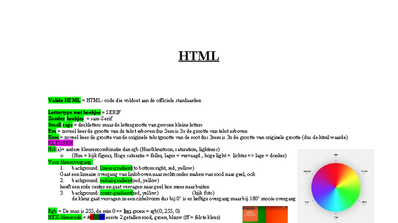 Samenvatting Front-End: HTML en CSS Basisprincipes en Stijlen - Studocu