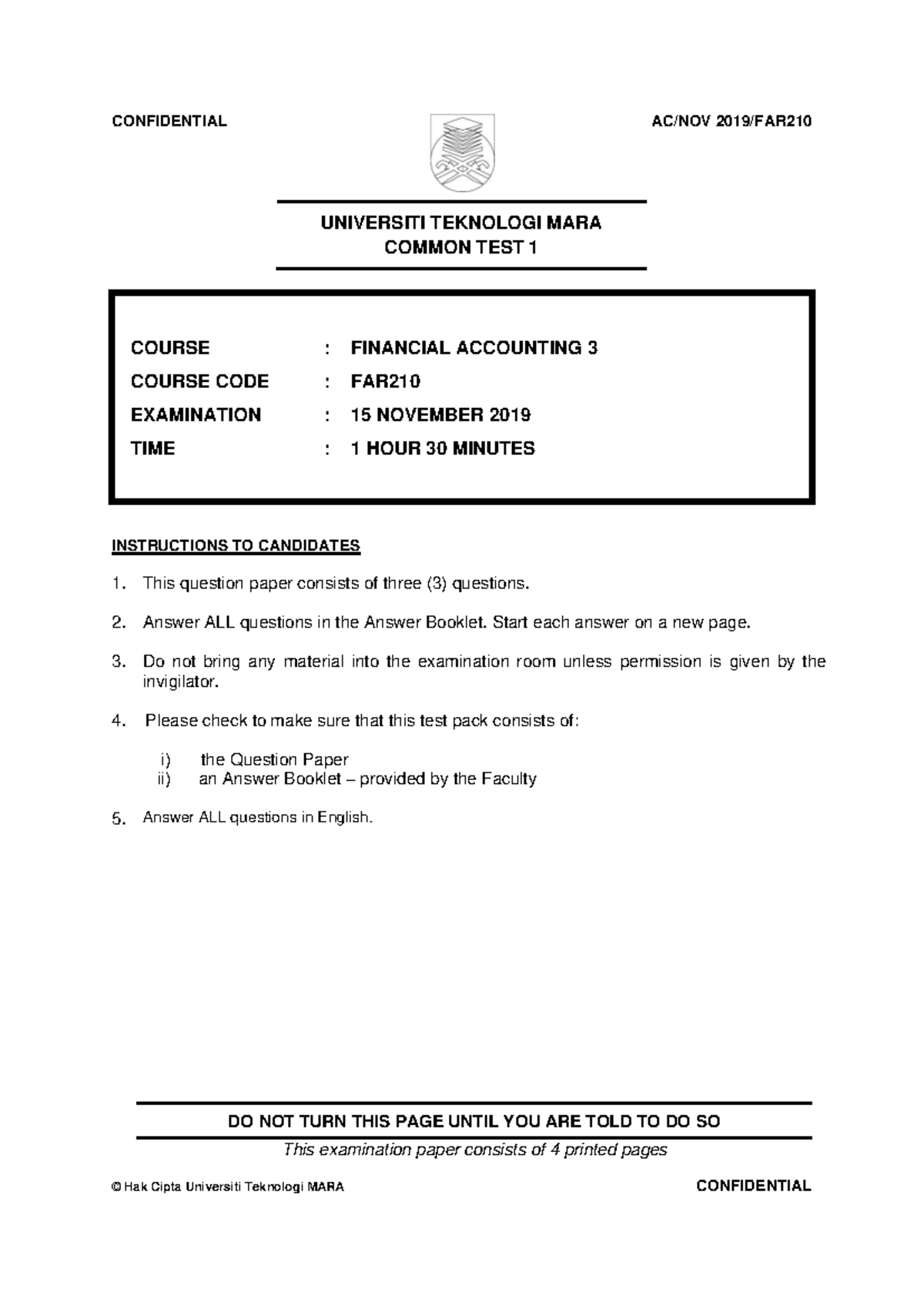 CT FAR210 Common Test 1: Financial Accounting Discussion on PPE - Nov ...
