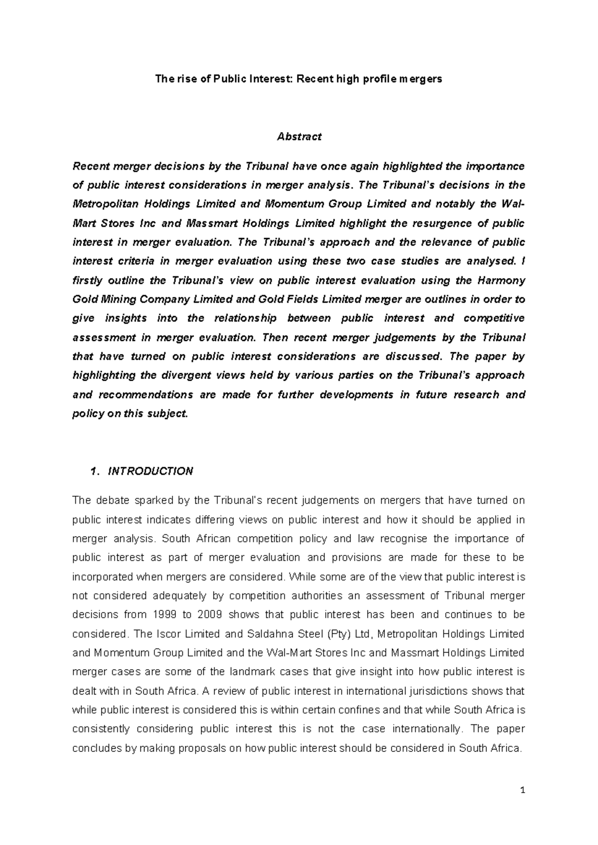 The rise of public interest - The Tribunal’s decisions in the ...