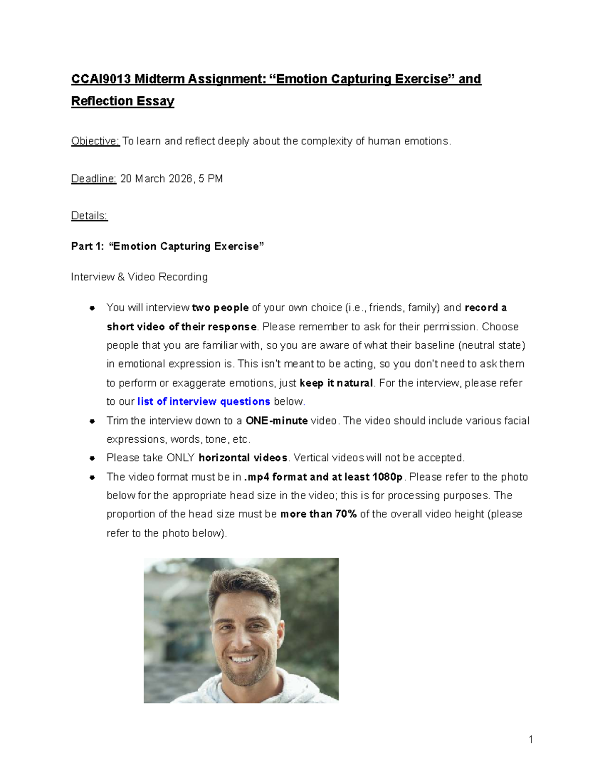 CCAI9013 Midterm Assignment: Capturing Emotions & Reflection Essay ...