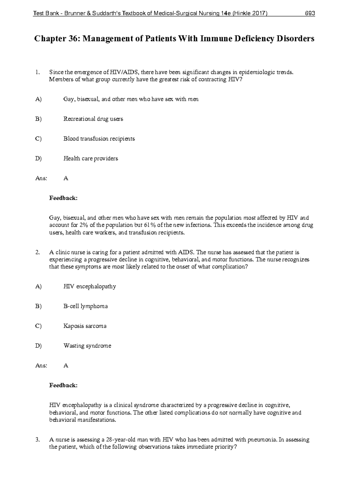 Ch 36 - Test bank - Chapter 36: Management of Patients With Immune ...