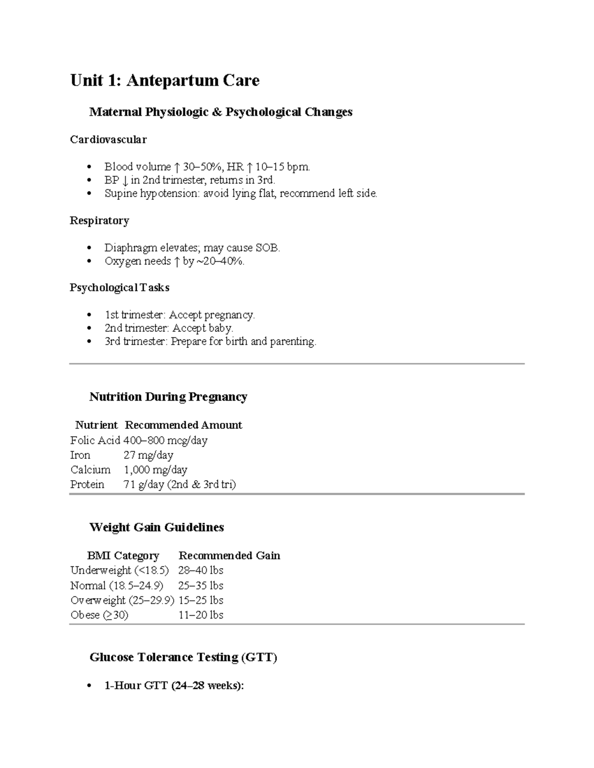 MBexam 1: Comprehensive Guide to Antepartum & Intrapartum Care - Studocu