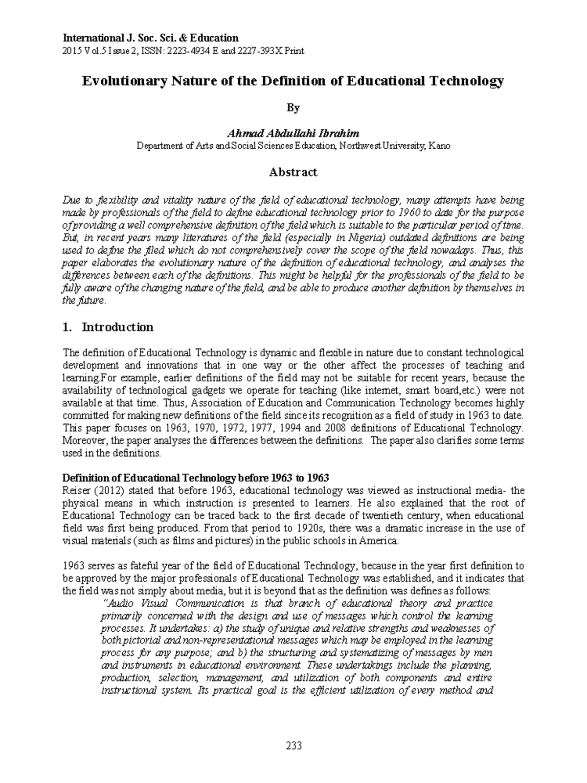 Evolutionary Definitions of Educational Technology: A Comprehensive ...